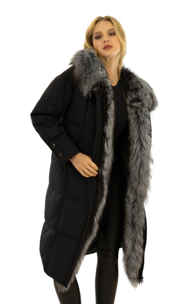 Daunenmantel Margot mit Fell Silberfuchs | Pelzchen-Mode